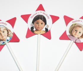 Personalized American Girl Doll Cupcake Party Toppers Picks on Luulla