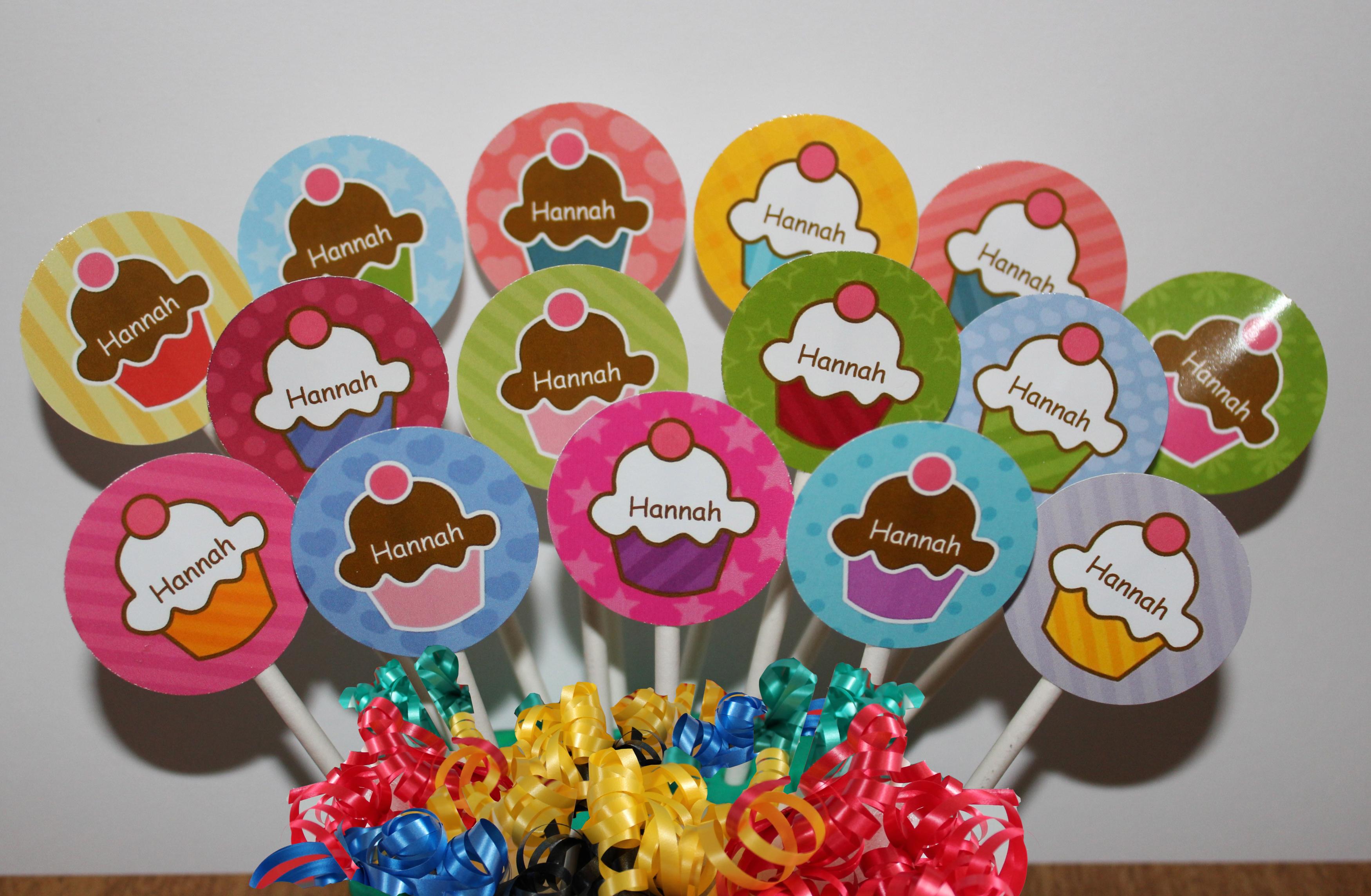 Personalized Cupcake Party Mini Cupcake Toppers - Custom on Luulla