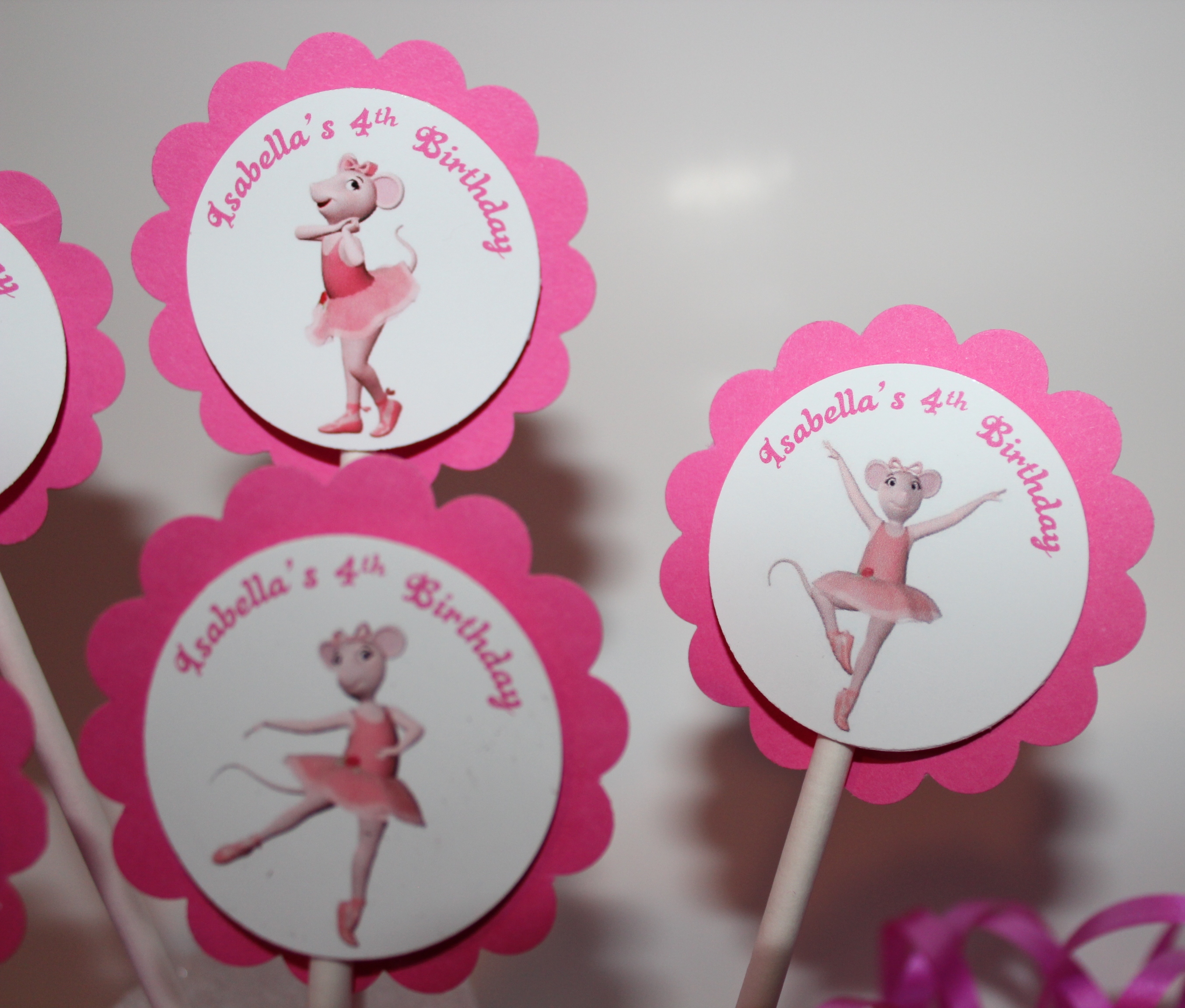 Personalized Angelina Ballerina Cupcake Party Toppers Picks- Custom on ...